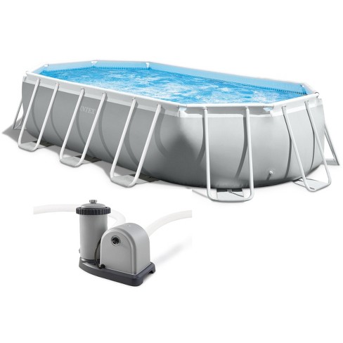 Intex 16.6ft X 9ft X 48in Oval Prism Frame Pool Set, Light Grey : Target
