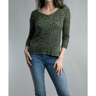 Women's Leopard Print V Neck Sweater - Tempo Paris : Target