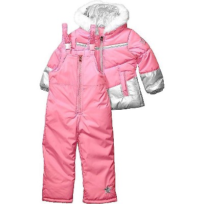 London Fog Girl's Heavyweight 2-piece Puffer Coat & Snow Bib Snowsuit ...