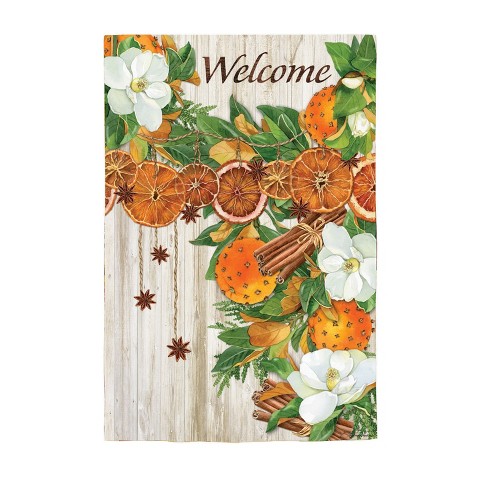 Evergreen Welcome Fall Moire Garden Flag 12 X 18 Inches Indoor Outdoor ...