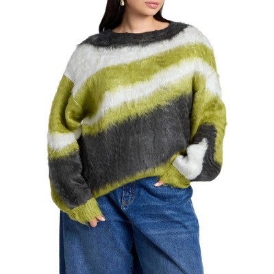 Eloquii Women's Plus Size Fuzzy Marble Sweater - 22/24, Forest Marble ...