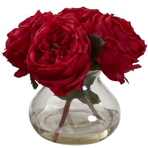 Nearly Natural 8-in Fancy Rose With Vase : Target