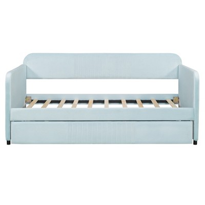 Sailvan Upholstered Daybed Sofa Bed Twin Size With Trundle Bed and Wood ...