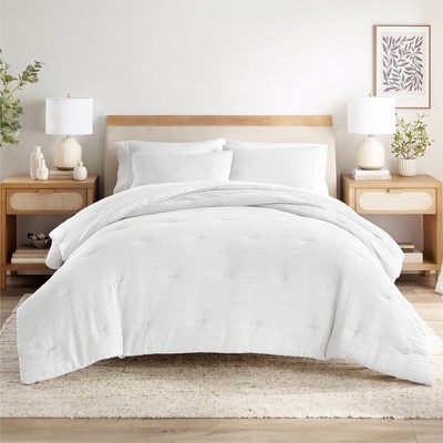 Waffle Textured Comforter Set All Season Down-alternative Ultra Soft ...