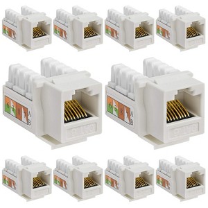 Cmple - Cat6 Keystone Jack 10-Pack 10Gbps RJ45 Keystone Jack 90° Degree ...