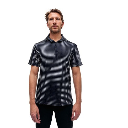 24seven Men Wrinkle Resistant 3 Button Machine Washable Polka Dot Polo ...