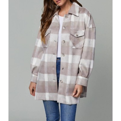Women's Plaid Shacket Front Pockets - Dolce Cabo : Target