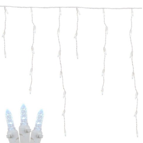 Novelty Lights Pure White M5 Led Icicle Lights On White Wire 150 Bulbs ...