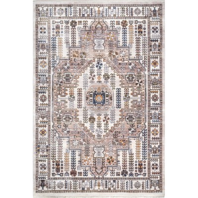 Nuloom Harriet Vintage Medallion Fringe Area Rug 5x7 In Dark Gray : Target
