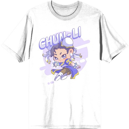 Street Fighter Chibi Chun-li Crew Neck Short Sleeve Adult White T-shirt ...