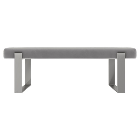 Vant Upholstered Bed Bench - Velvet Platinum Grey - Brushed Nickel : Target