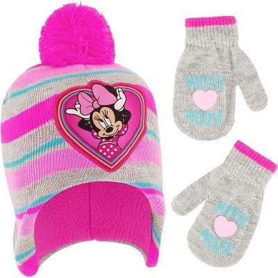 Disney Minnie Mouse Girls Beanie Winter Hat And Mittens Set, Kids Ages ...