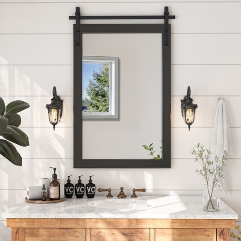 Farmhouse Rectangle Framed Wall Bathroom Vanity Mirror In White Target