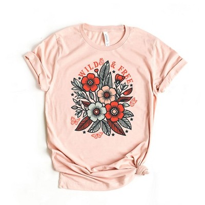 Simply Sage Market Women's Wild And Free Colorful Flowers Short Sleeve ...