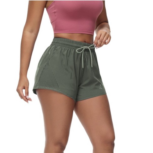 Anna-kaci Women's Double Layer Running Shorts With Ventilation Cutouts ...