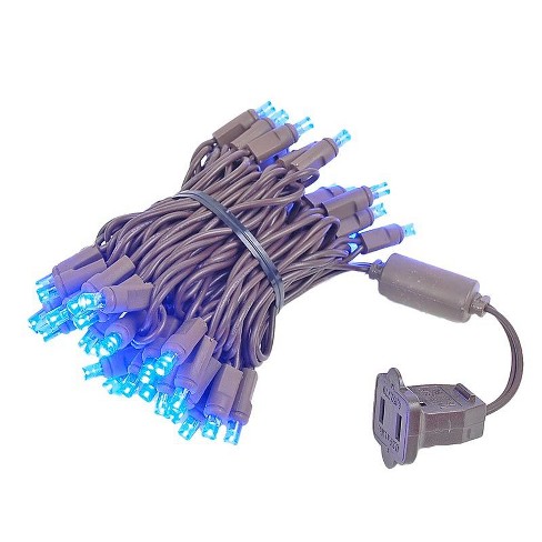 Novelty Lights 50 Light Blue Led Christmas Mini Light Set (brown Wire ...