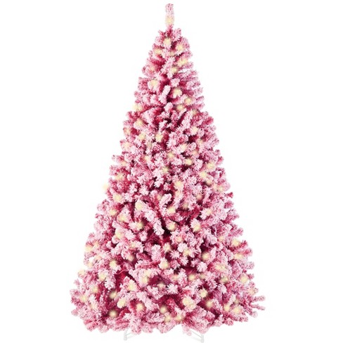 Best Choice Products 9ft Prelit Pink Artificial Christmas Tree, Snow ...