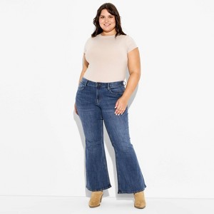 Women's Mid-Rise Flare Curvy Jeans - Wild Fable™ Dark Wash 20 : Target