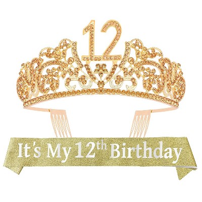Verymerrymakering 12th Birthday Princess Tiara And Glitter Sash Set ...