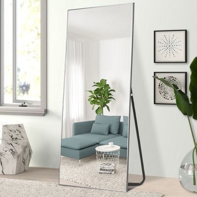 Bowen 65" x 22" Oversized Rectangle Silver Aluminum Frame Wall-Mounted ...