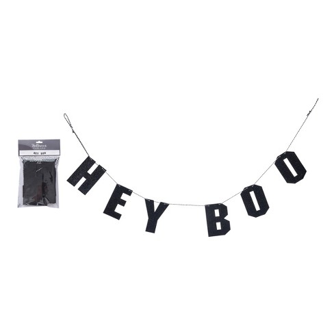 Transpac Fabric 70 In. Black Harvest Hey Boo Banner : Target