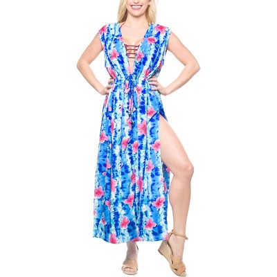 La Leela Women's Summer Holiday Beachwear Long Bathing Suit Front Open ...