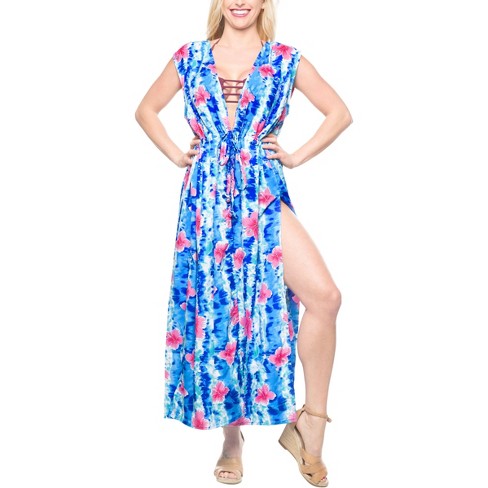 La Leela Women's Summer Holiday Beachwear Long Bathing Suit Front Open ...