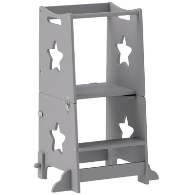 Qaba Toddler Tower, Toddler Step Stool, 2 In 1 Toddler Kitchen Stool ...