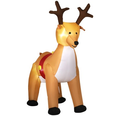 Homcom 6ft Christmas Inflatable Reindeer, Outdoor Blow-up Yard ...