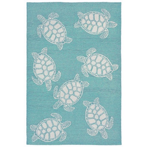 Liora Manne Capri Turtle Indoor/outdoor Rug Aqua 7'6" X 9'6" : Target