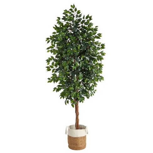 Nearly Natural 8-ft Ficus Artificial Tree With Handmade Natural Jute ...