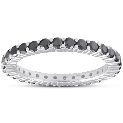 Pompeii3 1 Ct Black Diamond Eternity Ring 14k White Gold - Size 4.5 ...