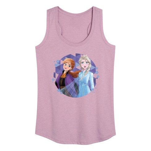 Women's Frozen 2 Anna & Elsa Graphic Racerback Tank - Heather Orchid ...