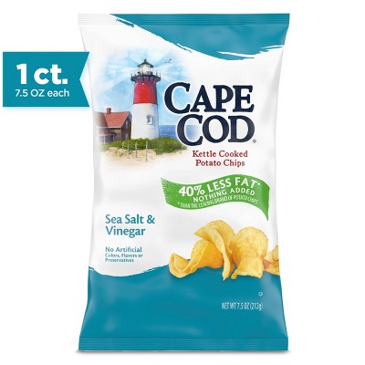 Cape Cod Potato Chips, Less Fat Sea Salt & Vinegar Kettle Chips - 7.5oz ...