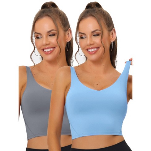 Allegra K Women's Workout Fitness Padded Longline Wireless Yoga Sports ...