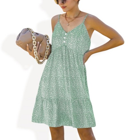 Anna-kaci Women's Sleeveless Button Front Midi Dress With Adjustable ...