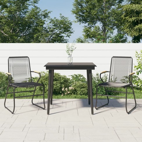 Vidaxl 3 Piece Patio Dining Set Black Pvc Rattan : Target