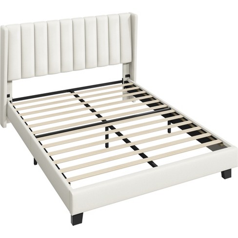Yaheetech Upholstered Bed Frame With Wing Side, Beige(queen) : Target