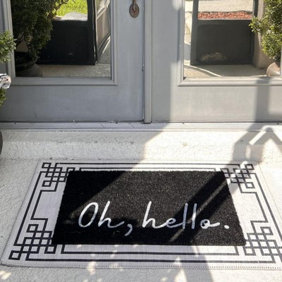 1'6"x2'6" Oh Hello Doormat Black - Threshold™ : Target