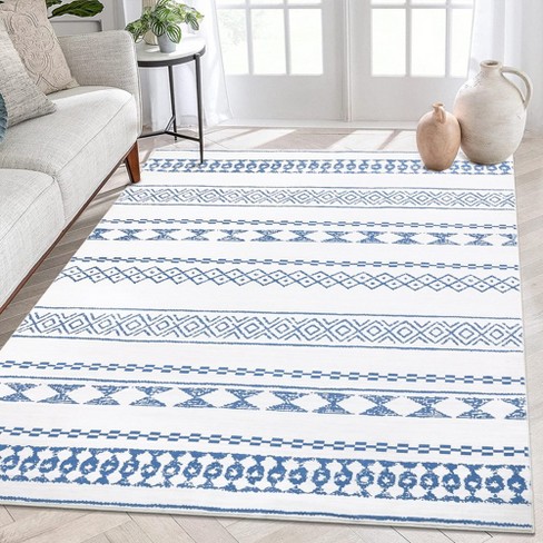 Moroccan Area Rug Washable Rug Soft Non Slip Low Pile Printed Geometric ...