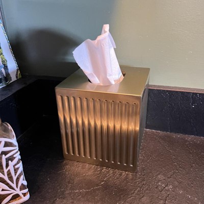 Fluted Brass Bathroom Tissue Box Cover Antique Finish - Hearth & Hand ...