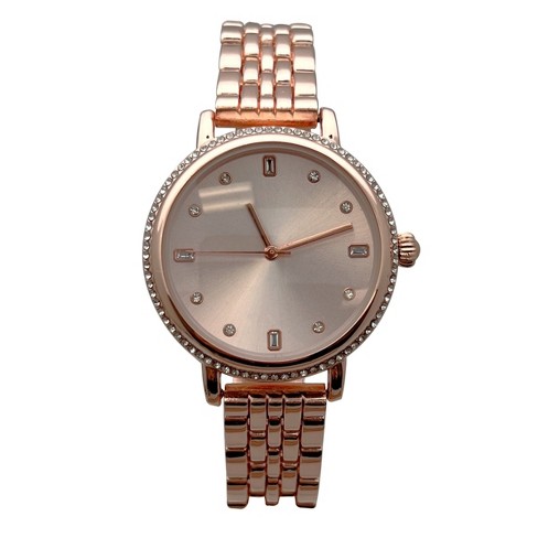 Rose Gold Elegant Everyday Rhinestones Bezel Women Watch : Target