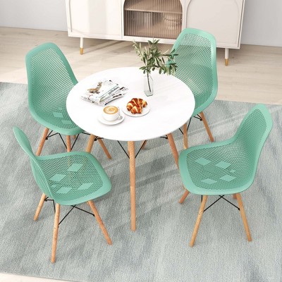 Costway 5 Pcs Dining Table Set For 4 Persons Modern Round Table & 4 ...