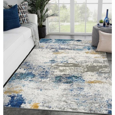 Luxe Weavers Contemporary Abstract Navy 5x7 Area Rug : Target