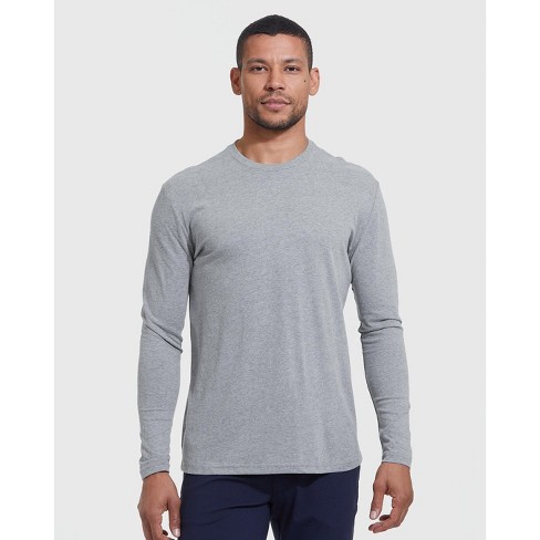 Men's Long Sleeve Crew Neck T-shirt Heather Gray S - True Classic : Target