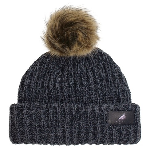 Arctic Gear Toddler Acrylic Ribbed Cuff Winter Hat With Pom Black And ...