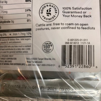 Organic 100% Grassfed 85/15 Ground Beef - 1lb - Good & Gather™ : Target