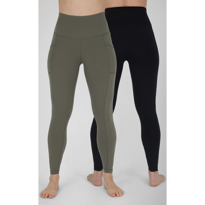 Yogalicious Womens 2 Pk Lux Elastic Free Super High Waist Ankle Legging ...