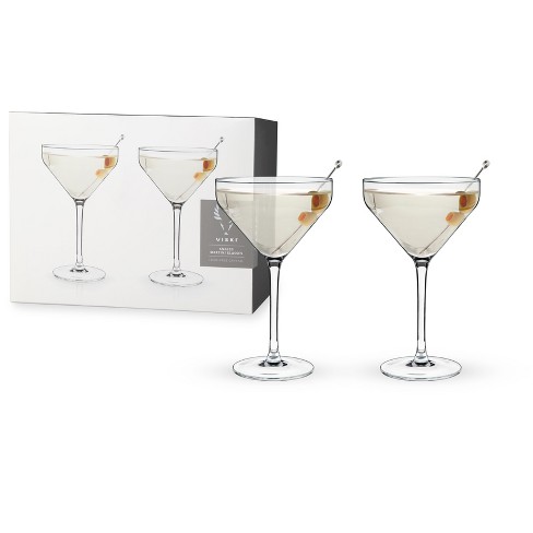 Viski Angled Martini Glasses, Set Of 2, Holds 9 Oz, Lead-free Crystal ...