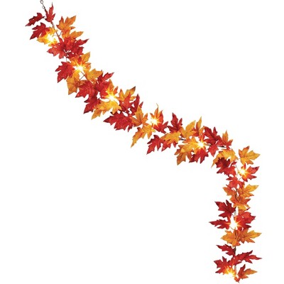 Collections Etc Lighted Fall Leaves Garland : Target